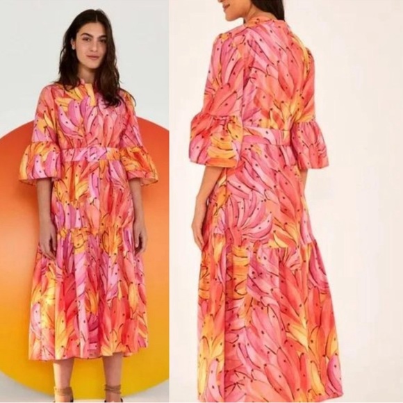 FARM Rio | Dresses | Farm Rio Pink Ombr Bananas Midi Dress | Poshmark